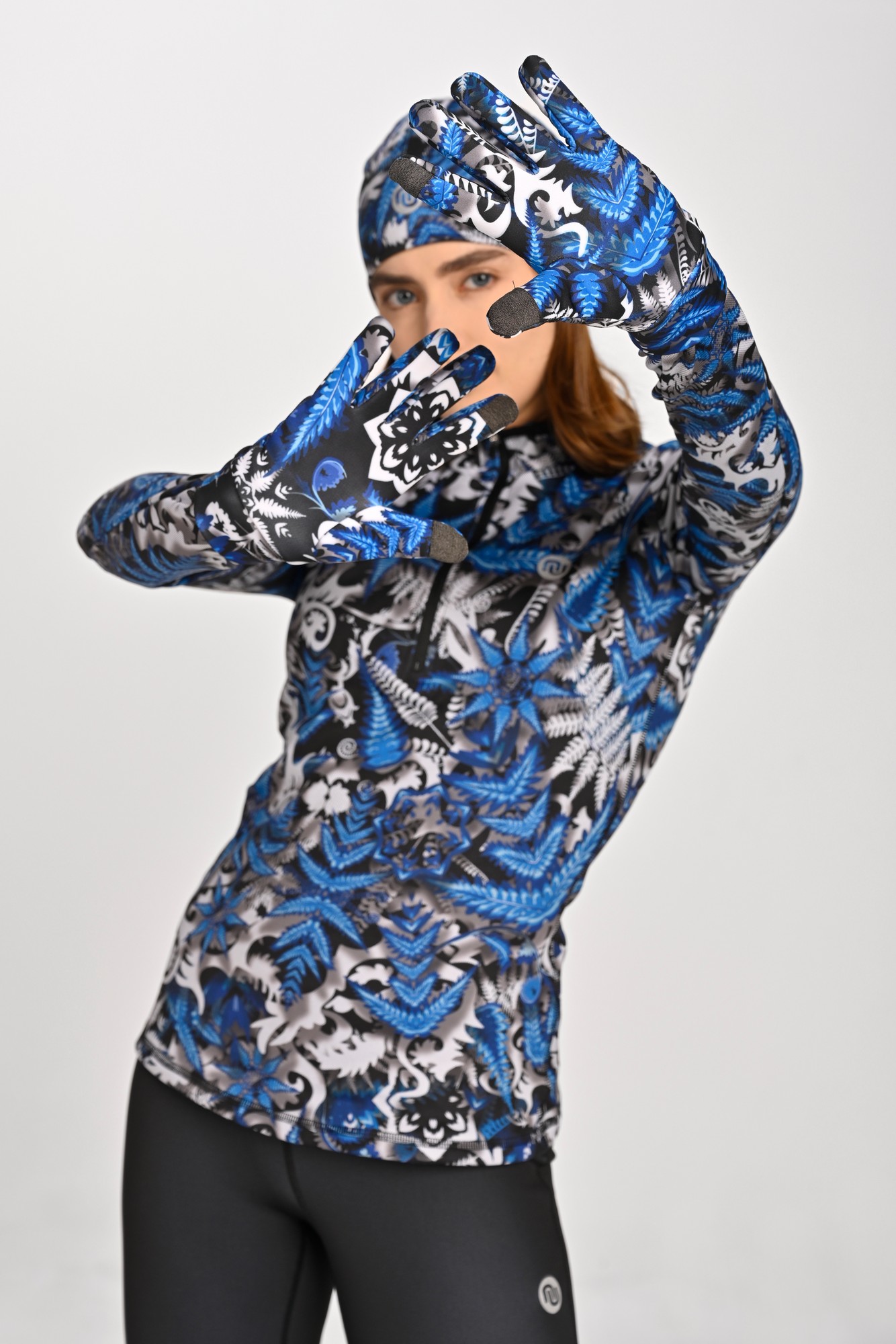 Thermoactive gloves Pro Mosaic Fern Blue - Nessi Sportswear